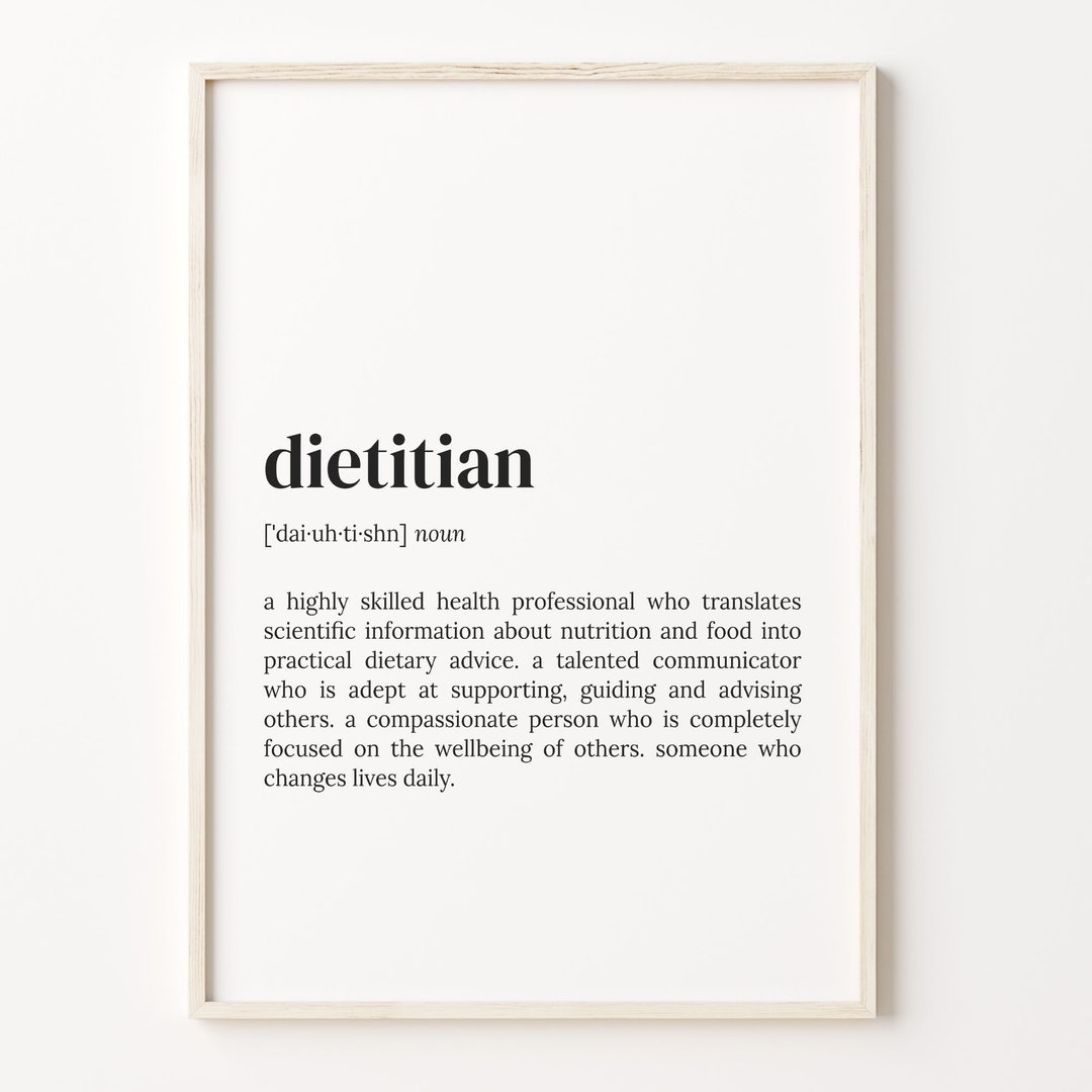 Dietitian Definition Print, Dictionary Poster, Quote Wall Art ...