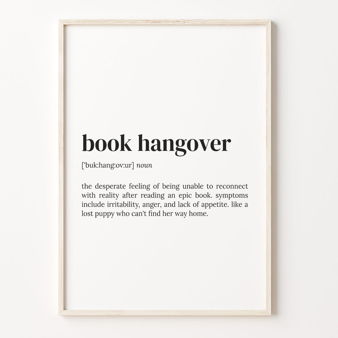 Book Hangover Definition Print: Dictionary Wall Art - Etsy