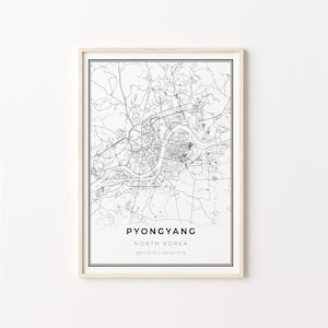 Pyongyang Print, City Map Art Poster, North Korea, Wall Art Decor ...