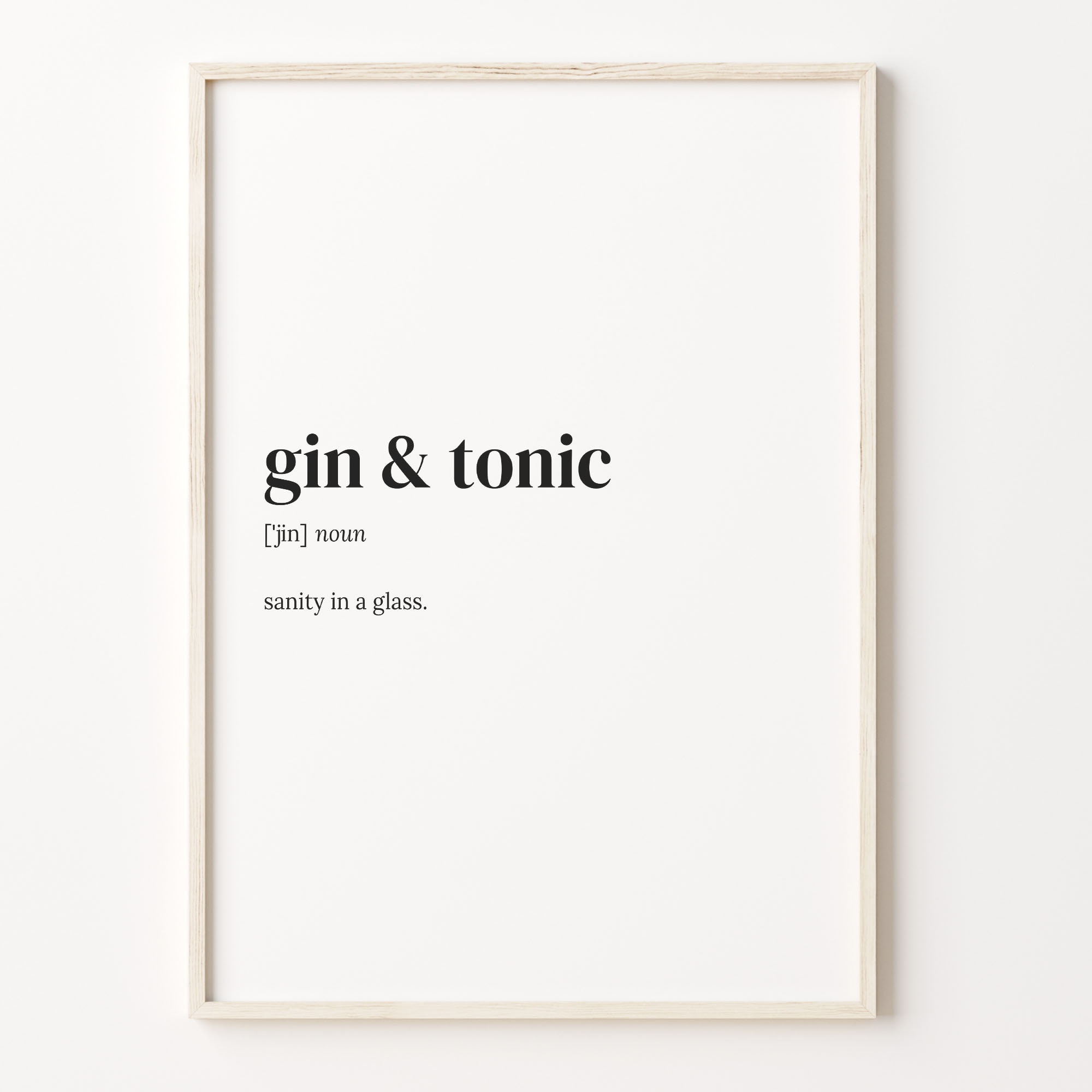 Gin & Tonic Definition Print Dictionary Poster Quote Wall - Etsy