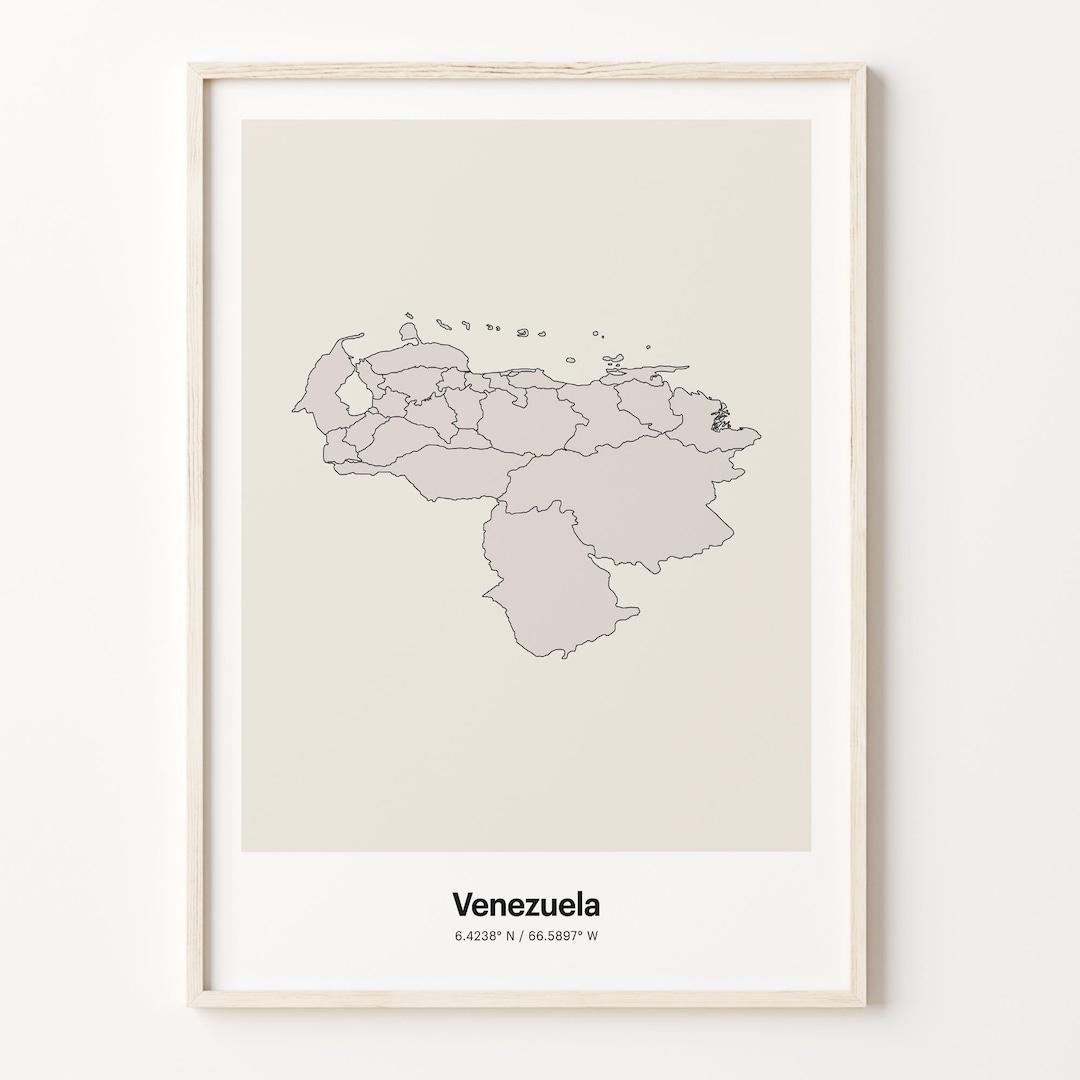 Venezuela Map Print: Minimalist Line Art Poster - Etsy