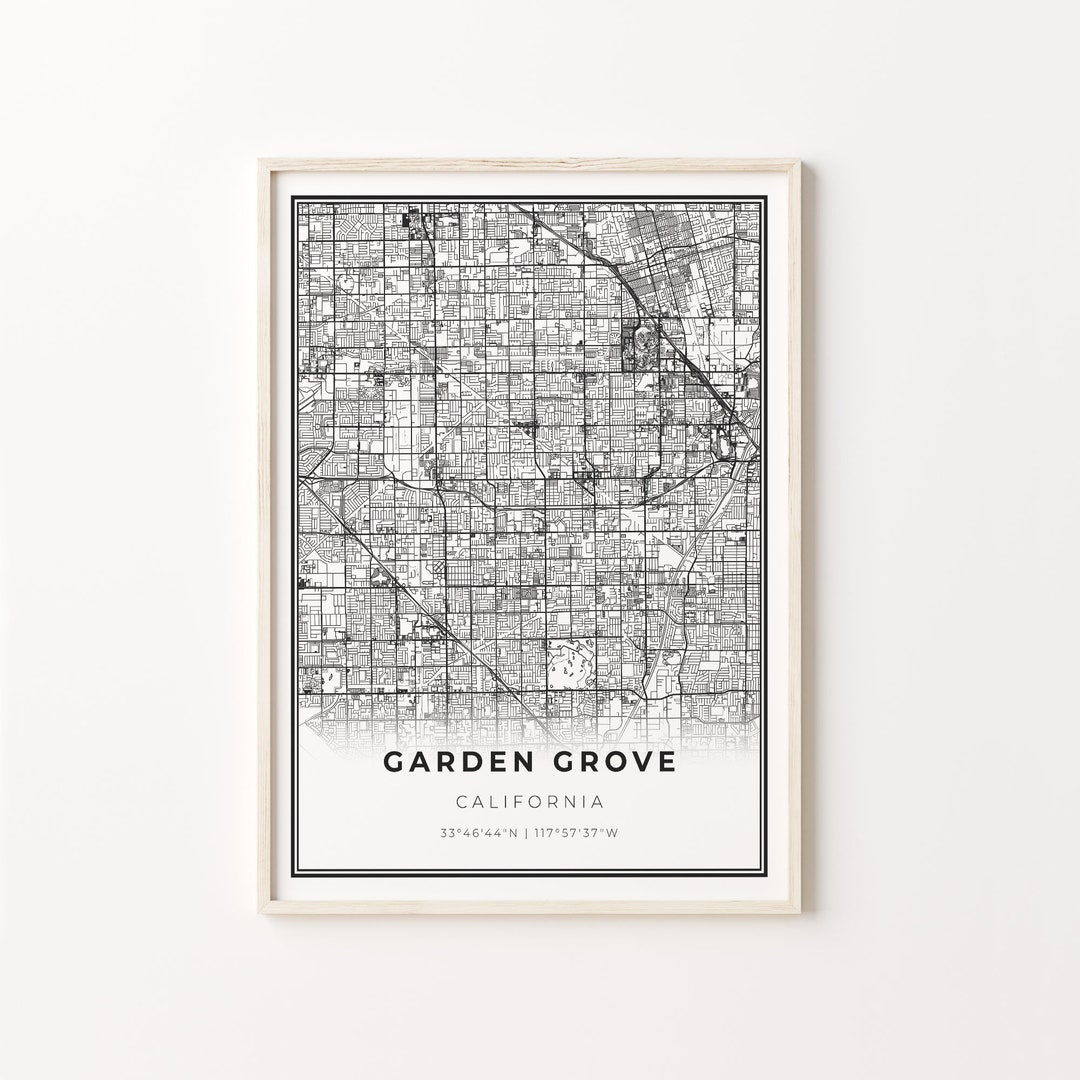 Garden Grove Print, City Map Art Poster, California CA USA, Wall Art ...