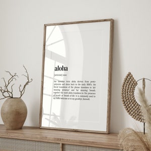 Aloha Definition Print, Dictionary Poster, Quote Wall Art, Cute Print ...