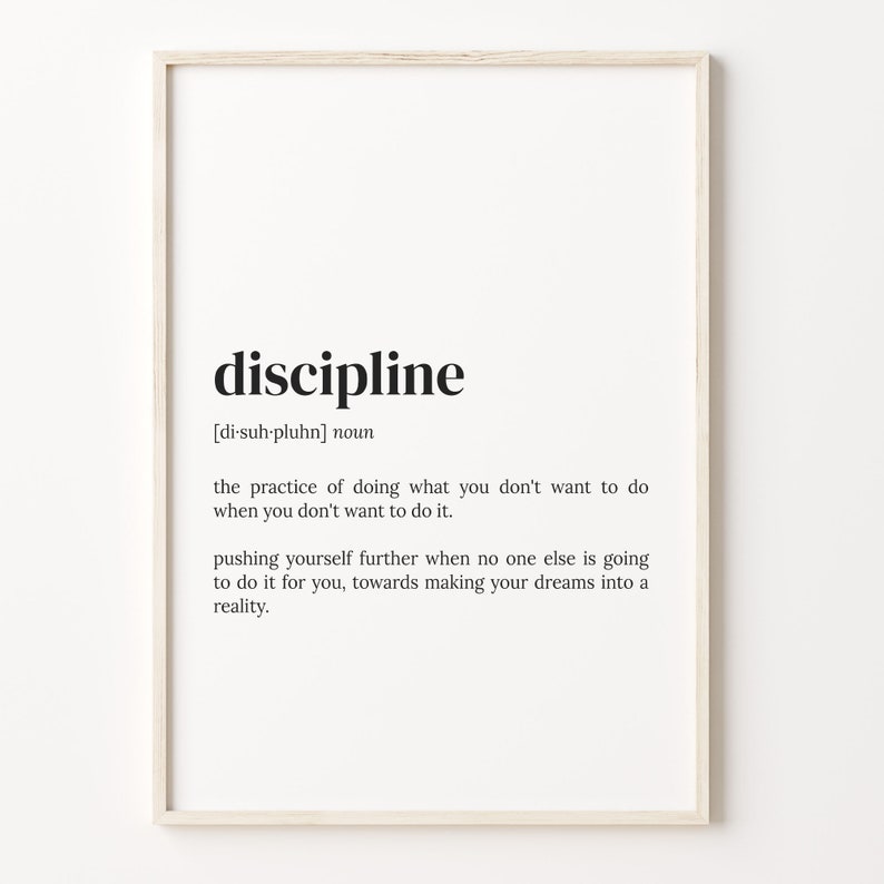Discipline Definition Print: Dictionary Quote Art - Etsy