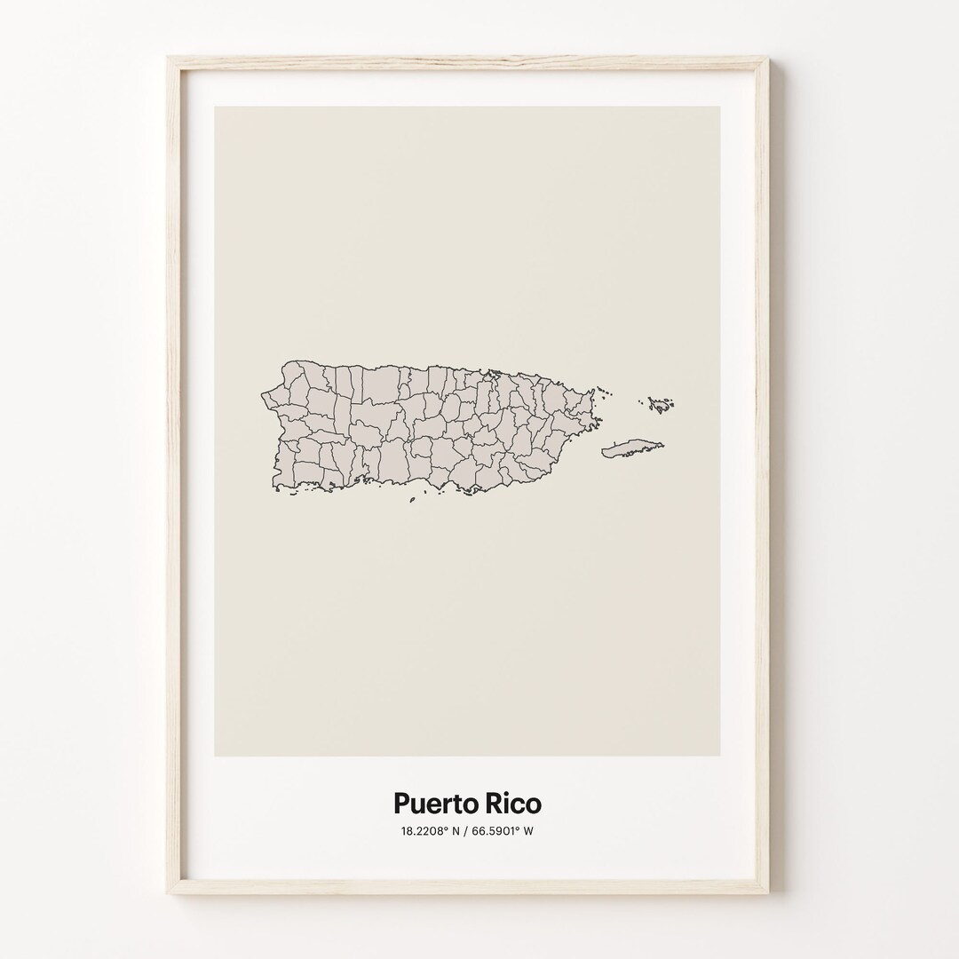 Puerto Rico Print, Puerto Rican Gift, Minimalistic Country Map Poster ...