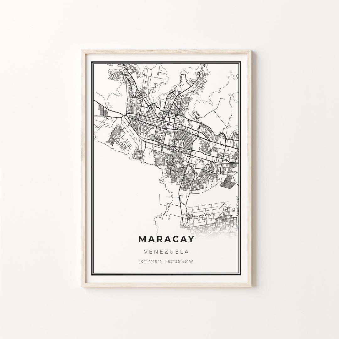 Maracay Print, City Map Art Poster, Venezuela, Wall Art Decor, Modern ...