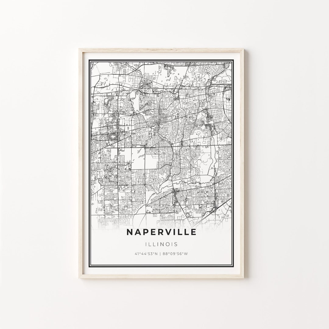 Naperville Print, City Map Art Poster, Illinois IL USA, Wall Art Decor ...