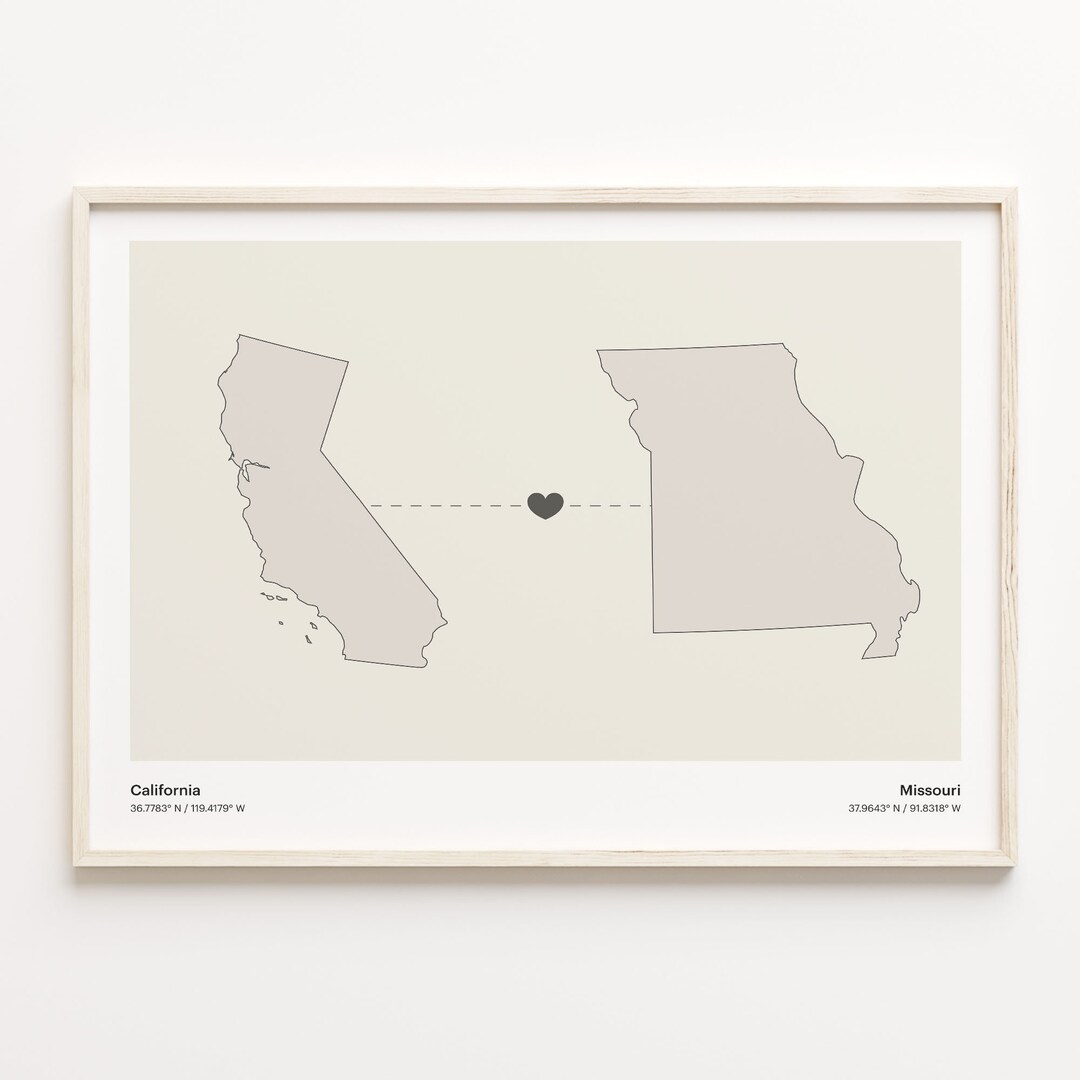 California Missouri State Connection Map Print: Minimalist Travel Wall ...