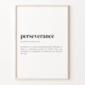 Perseverance Definition Print, Dictionary Poster, Quote Wall Art ...