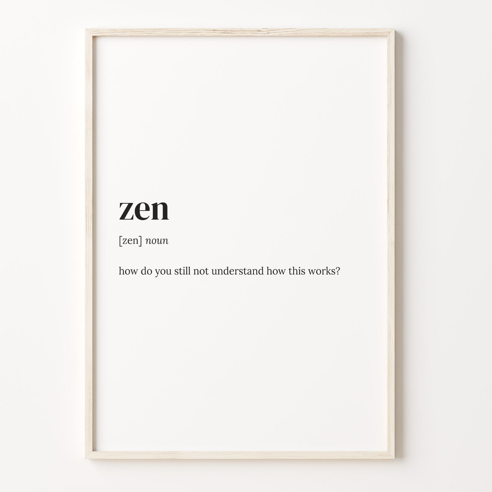 Zen Definition Print: Inspirational Quote Wall Art - Etsy