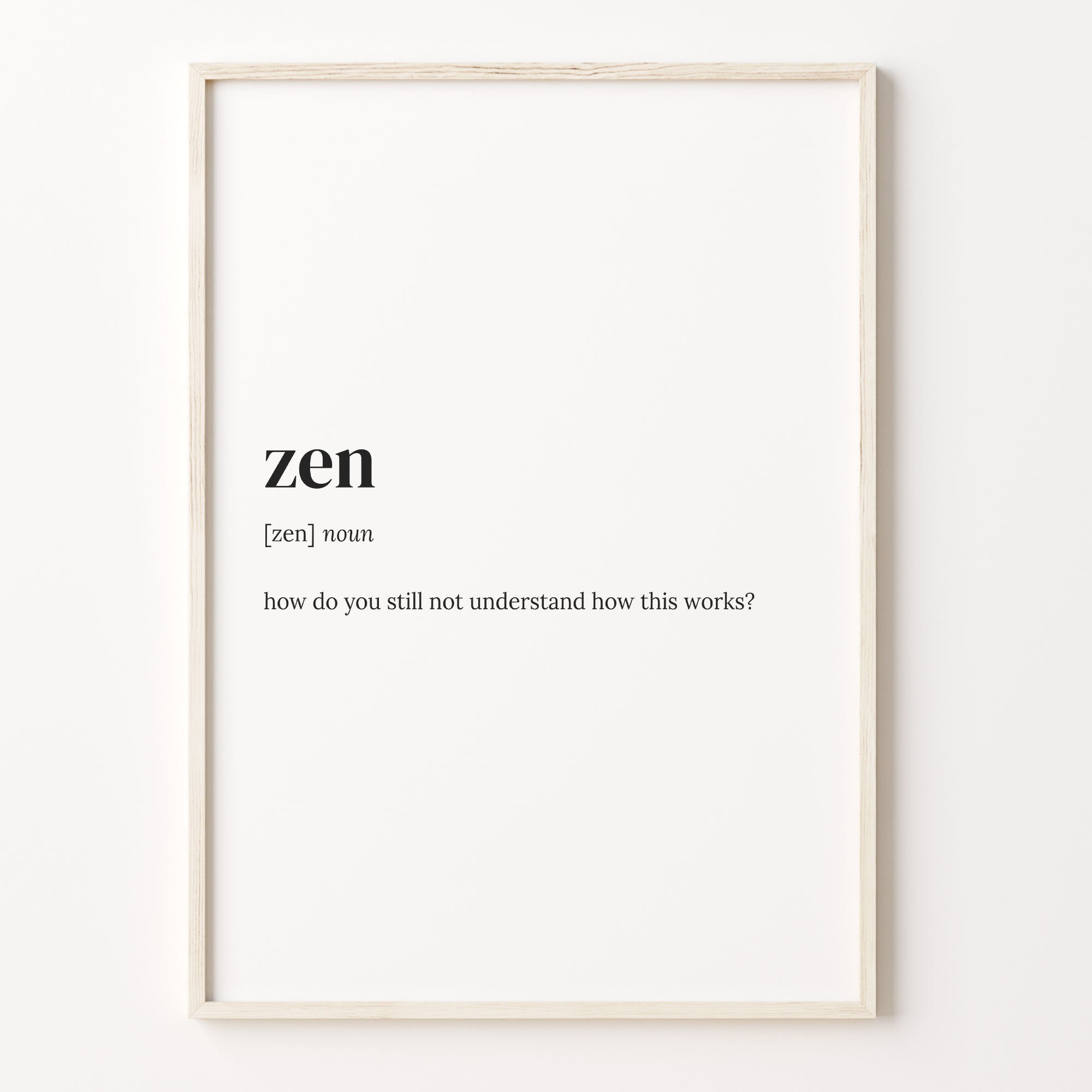 Zen Definition Print: Inspirational Quote Wall Art - Etsy
