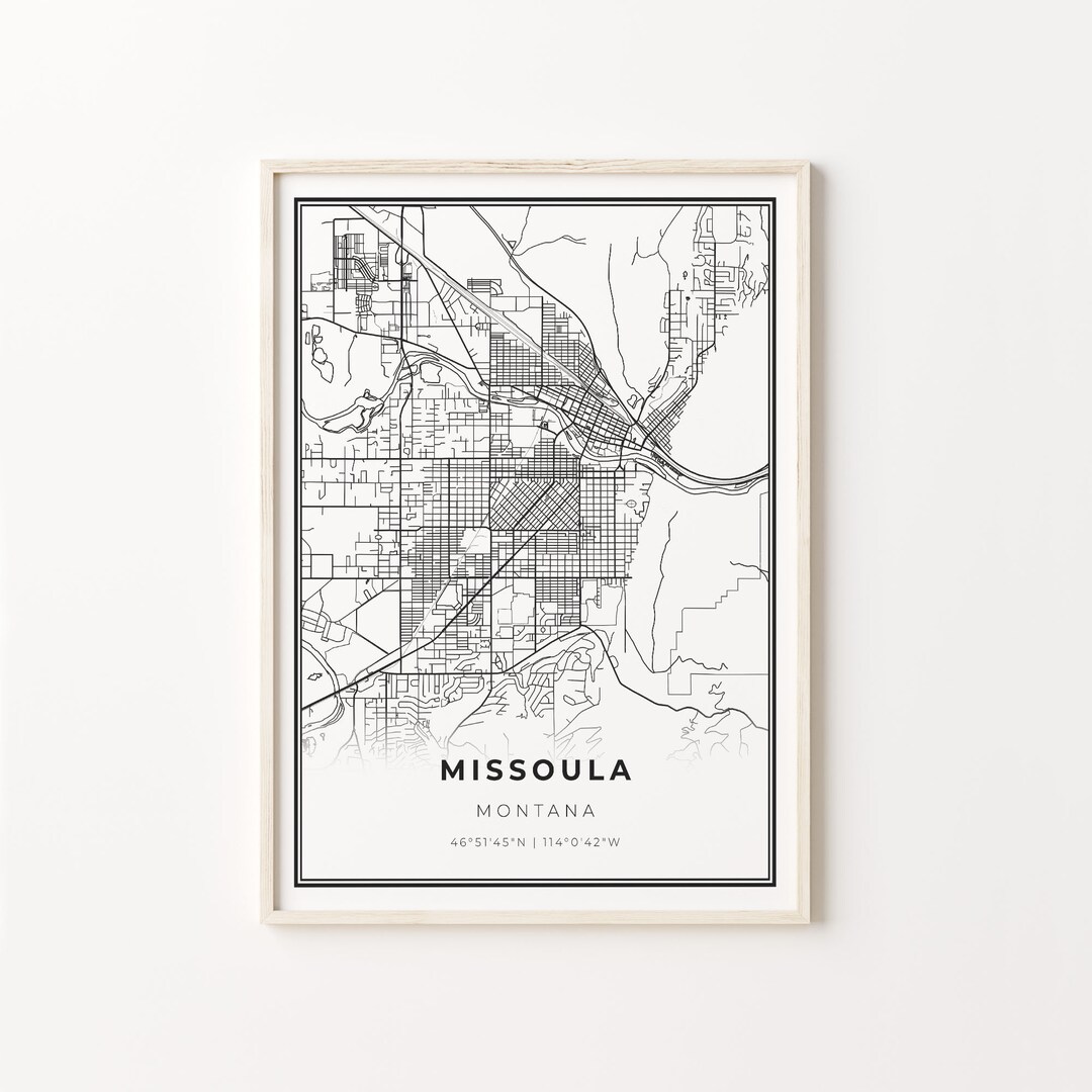Missoula Print, City Map Art Poster, Montana MT USA, Wall Art Decor ...