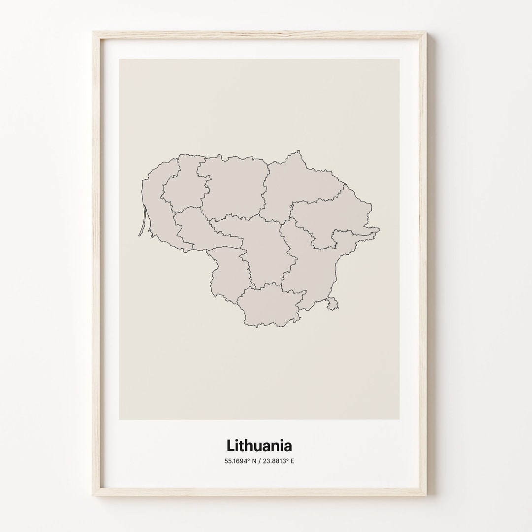 Lithuania Print, Lithuanian Gift, Minimalistic Country Map Poster, LT ...