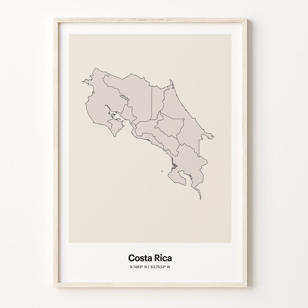 Costa Rica Print, Costa Rican Gift, Minimalistic Country Map Poster, CR ...