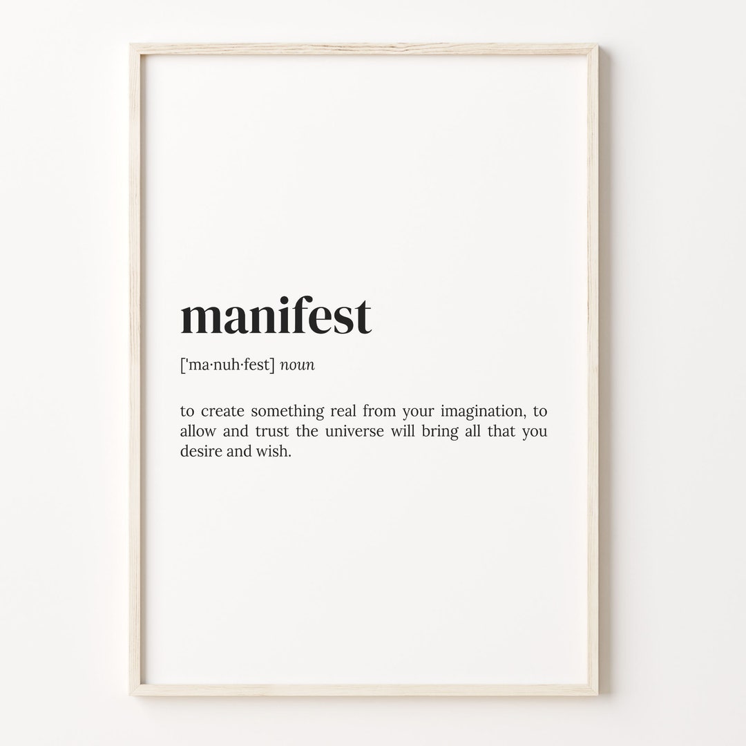 Manifest Definition Print, Dictionary Poster, Quote Wall Art ...