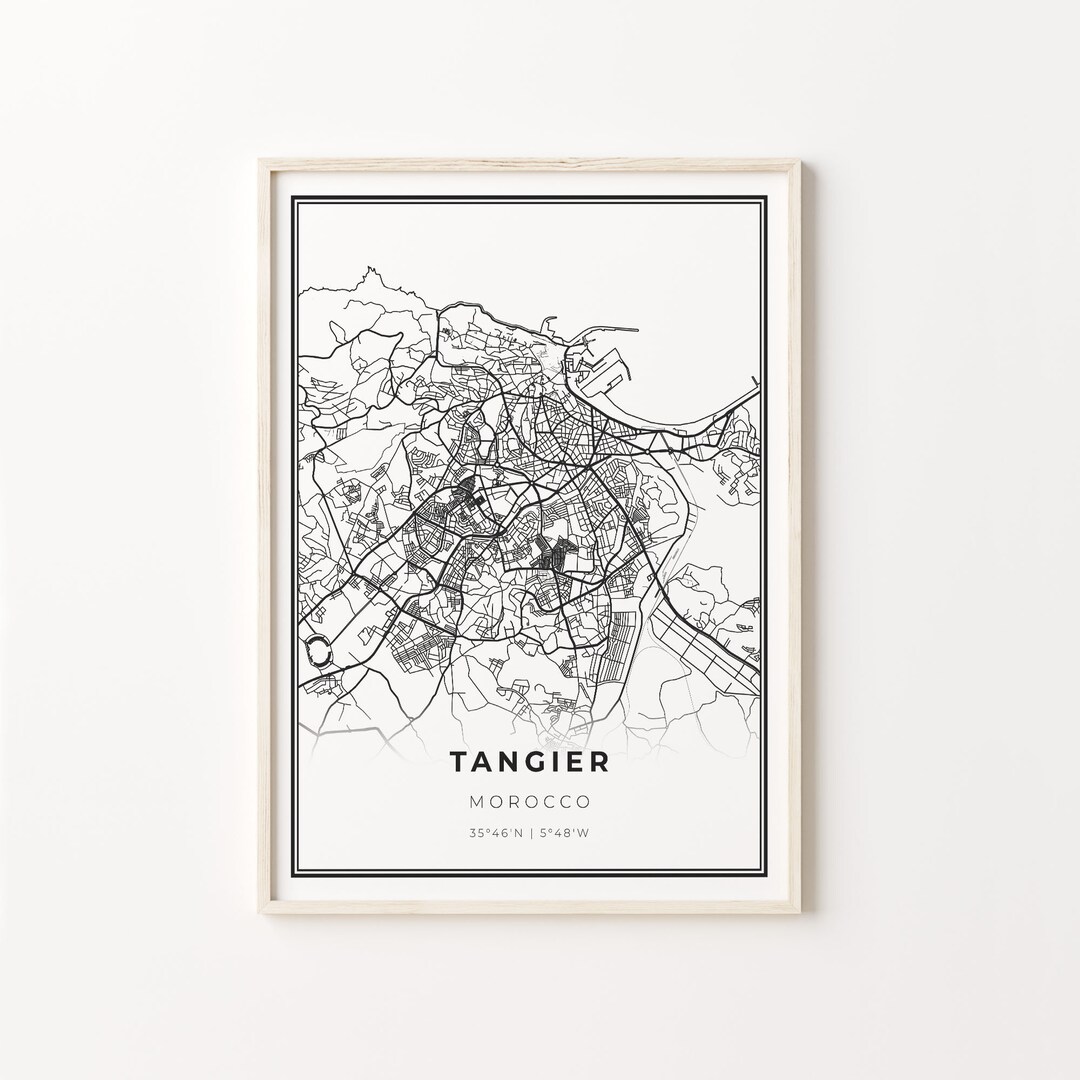 Tangier Print, City Map Art Poster, Morocco, Wall Art Decor, Modern ...
