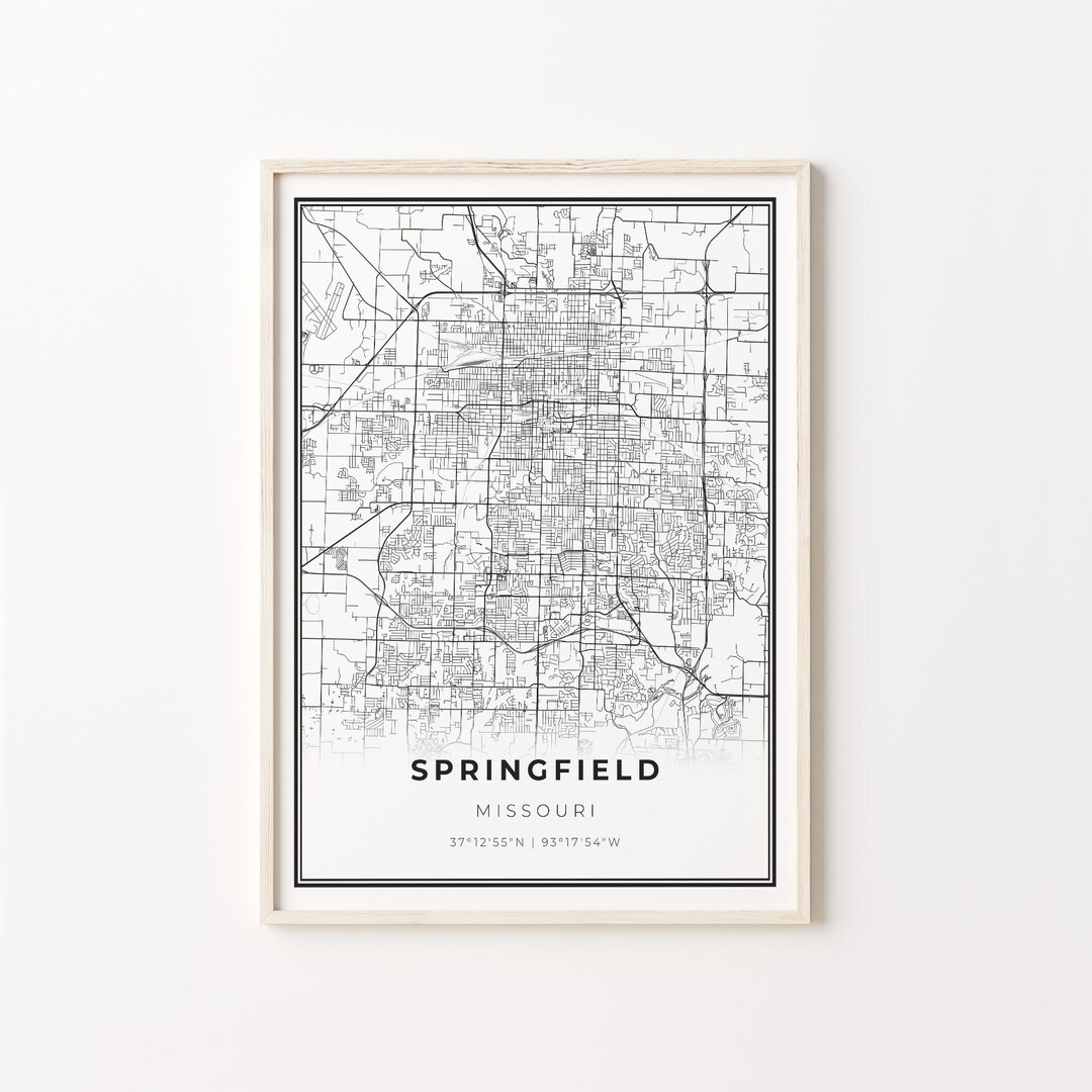 Springfield Print, City Map Art Poster, Missouri MO USA, Wall Art Decor ...