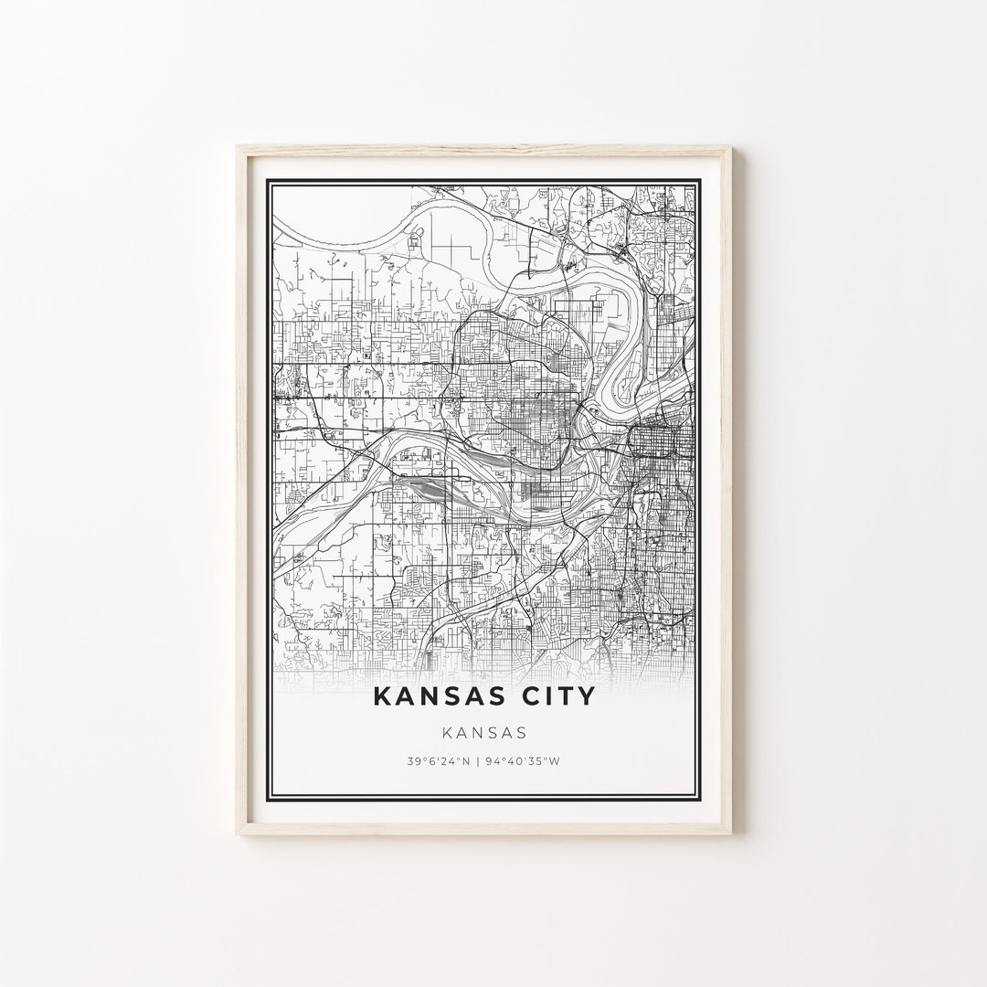 Kansas City Print, City Map Art Poster, Kansas KS USA, Wall Art Decor ...