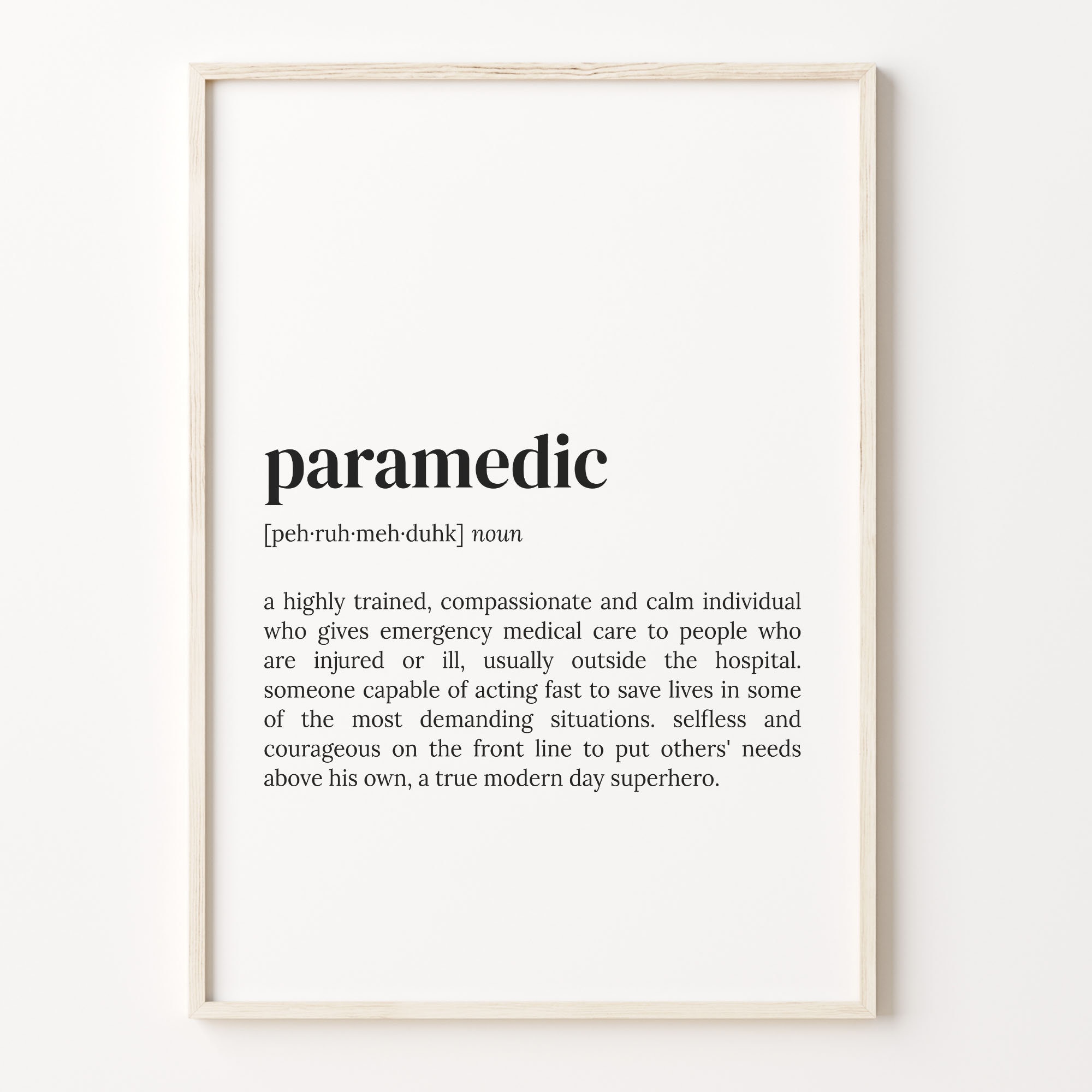 Paramedic Definition Print, Dictionary Poster, Quote Wall Art ...