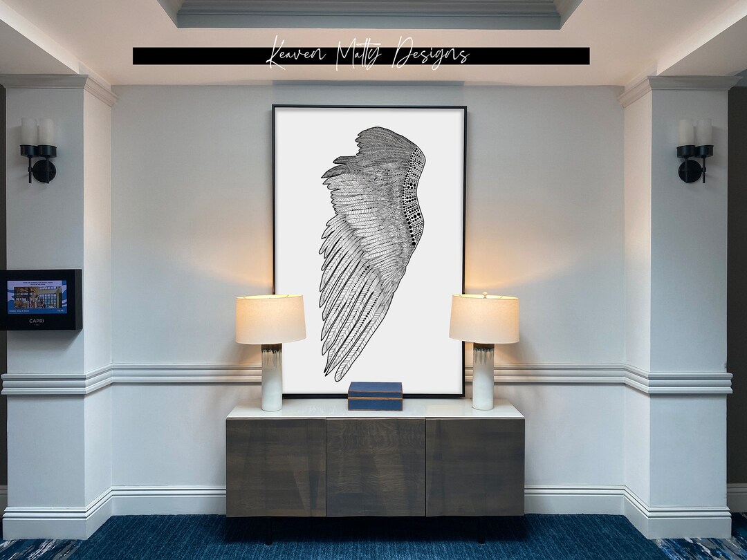 Handmade Bird Wing Print, Modern Abstract Wall Art (digital Download ...