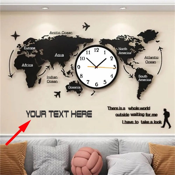 World Map Wall Clock - Etsy