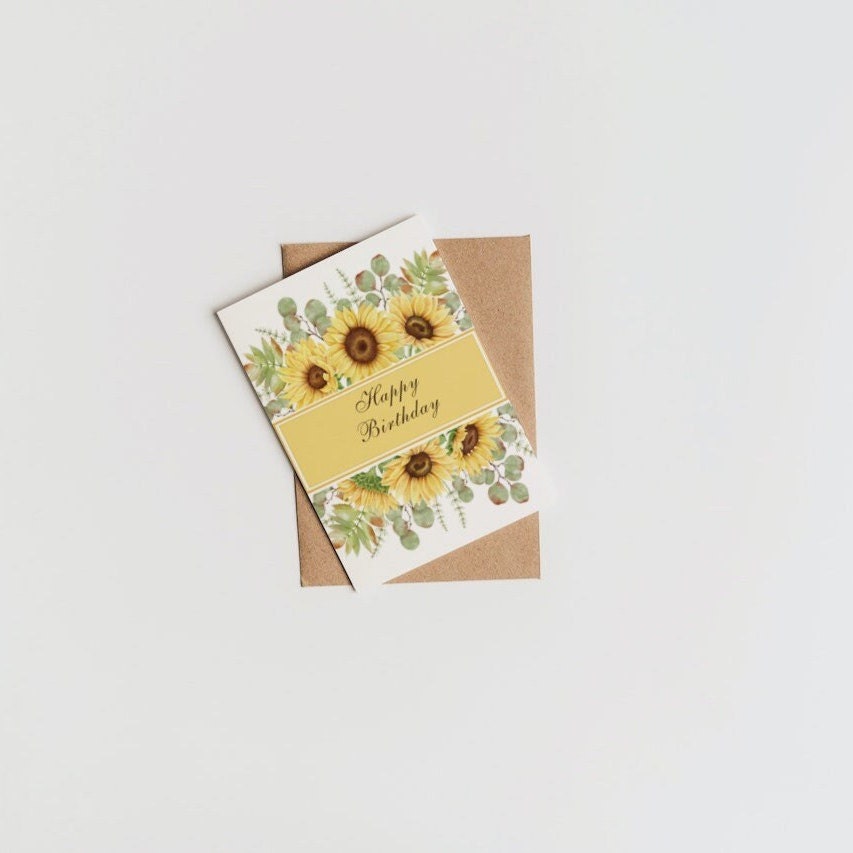 Printable Birthday Card With Sunflowers, Printable Greeting Card ...