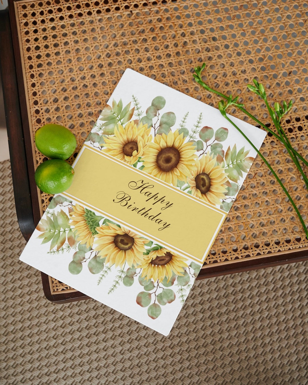 Printable Birthday Card With Sunflowers, Printable Greeting Card ...