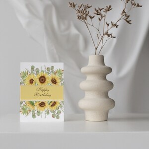 Printable Birthday Card With Sunflowers, Printable Greeting Card ...