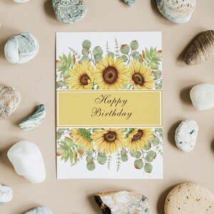 Printable Birthday Card With Sunflowers, Printable Greeting Card ...