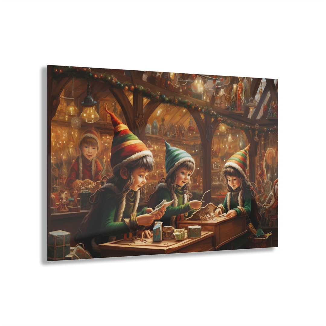Toyland Tinkers: Elves in the Workshop Acrylic Print - Etsy