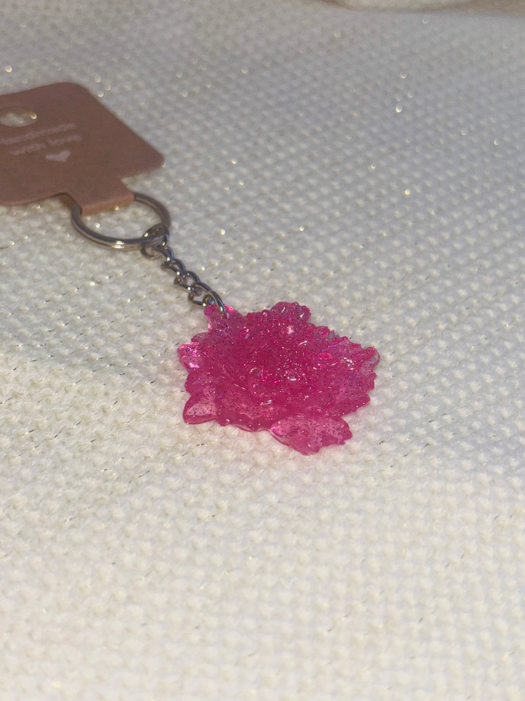 Barbie Pink Glitter Flower Keyring - Etsy