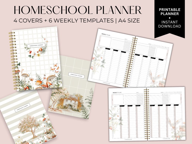 HOMESCHOOL PLANNER Printable Weekly Templates + Covers in A4 Size - Etsy