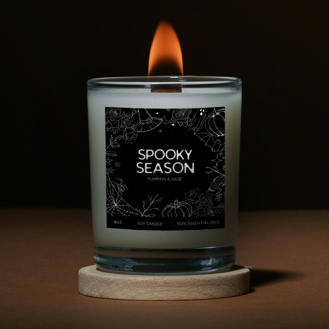 Halloween Candle Label Canva Template, Editable Spooky Label Design ...