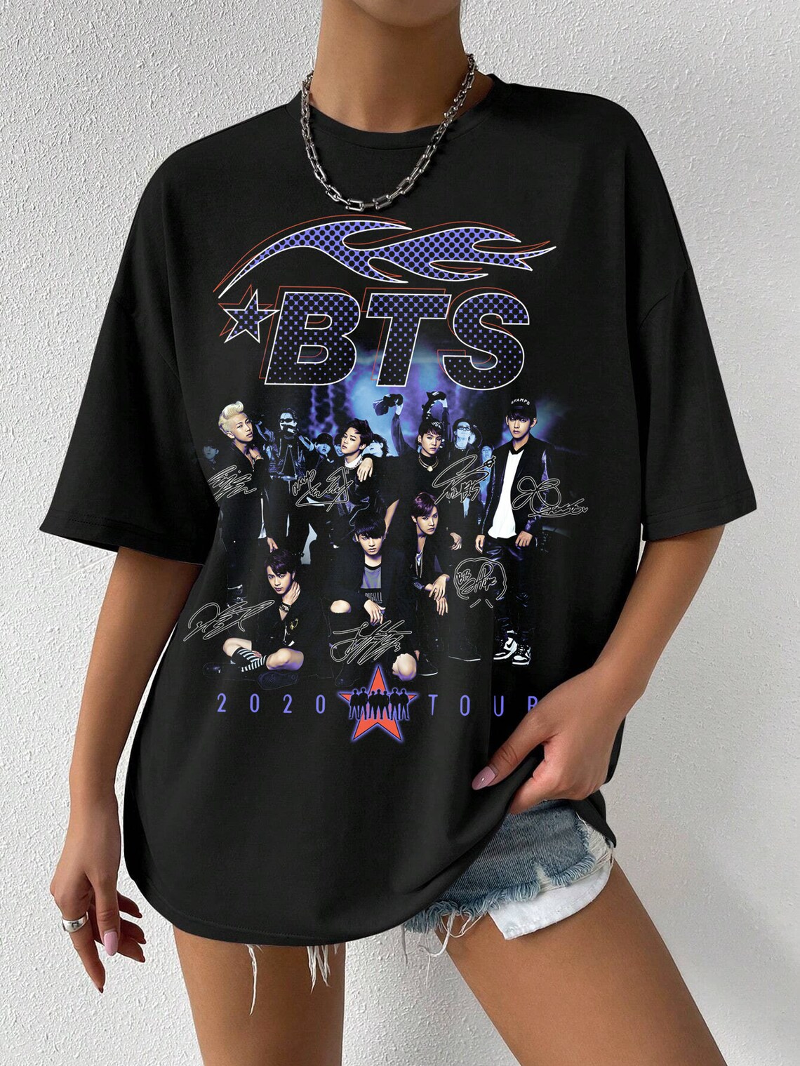 BTS Signature T-shirt / K-pop Bangtan Boys Jungkook V Jin RM Jimin Suga ...