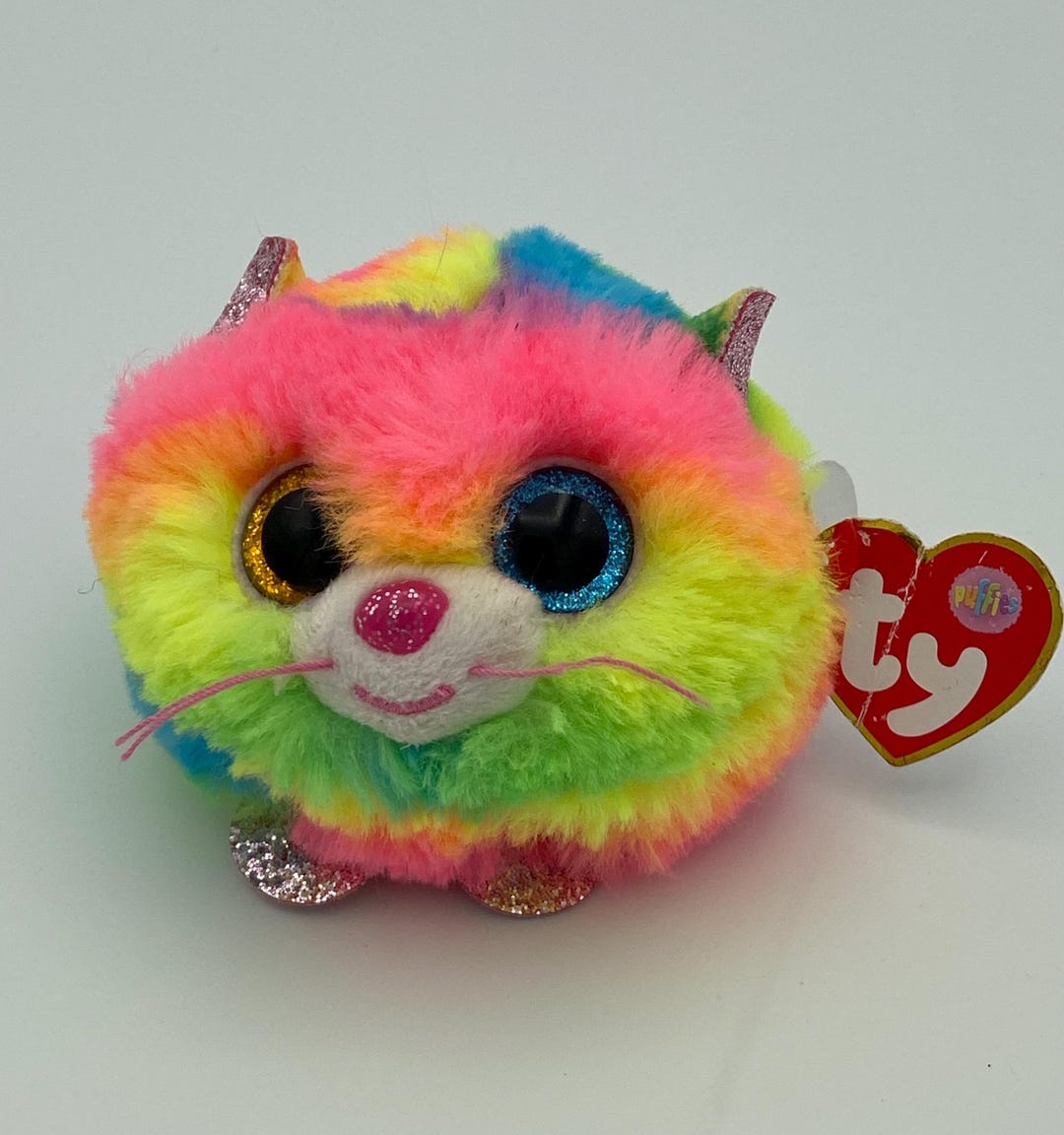 TY Puffies Collection Gizmo Rainbow Cat 4 Inch Stuffed Puff Ball Plush ...
