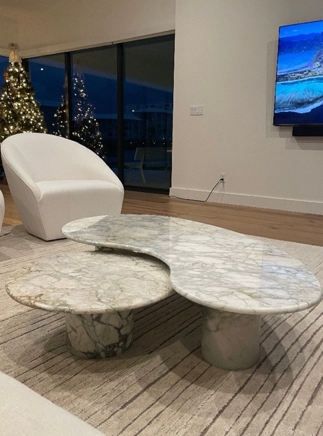 Calacatta Monet Marble Coffee Table, Custom Order Coffee Table, Marble ...
