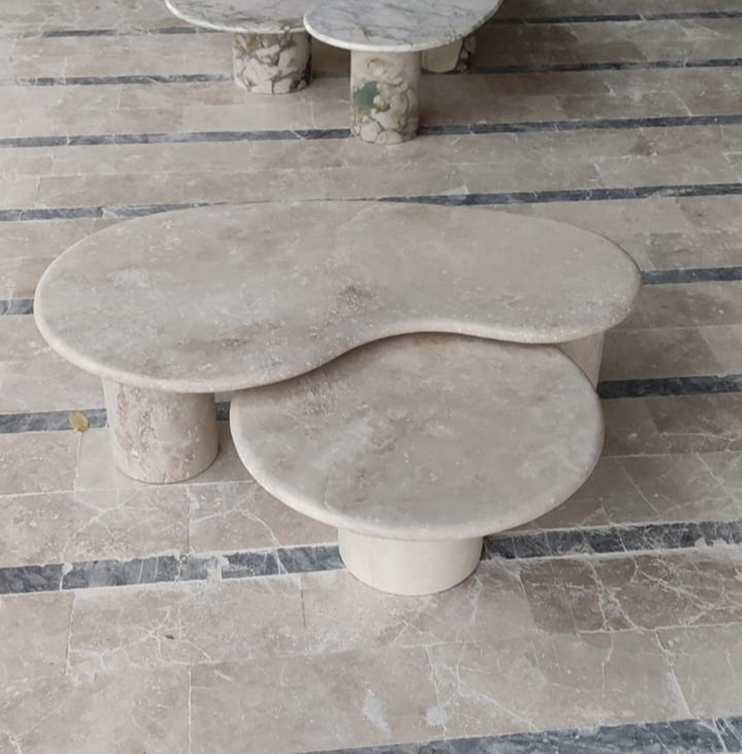 Travertine Marble Coffee Table, Custom Order Marble Table, Hand Carved ...
