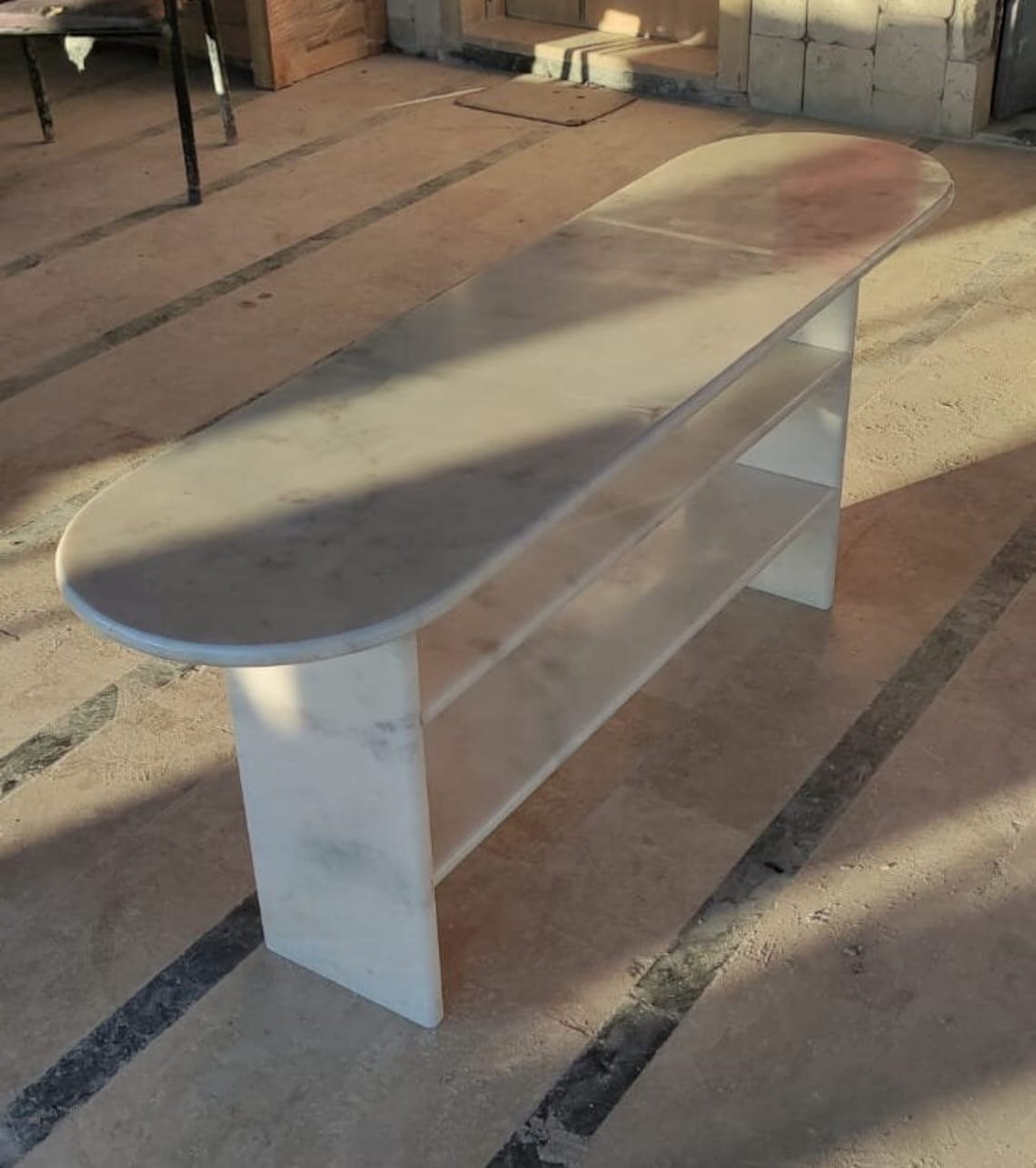 Carrara Marble Console Coffee Table, Custom Order Coffee Table, Natural ...