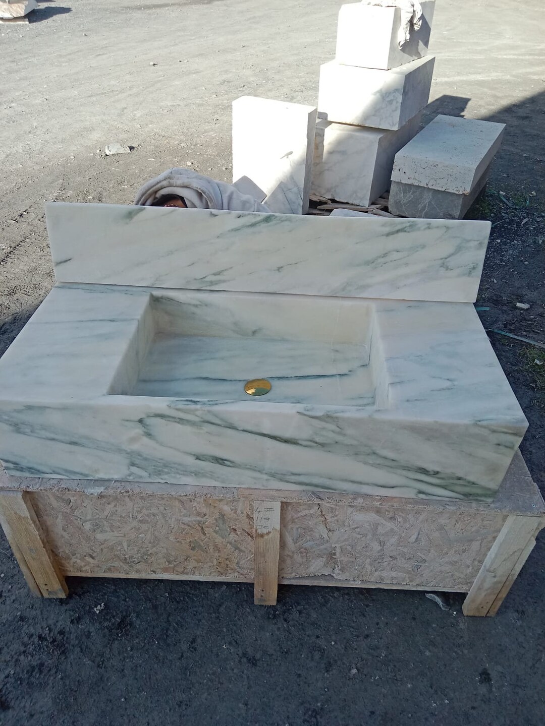 Calacatta Monet Marble Sink, Custom Order Marble Vanity, Wall Mounted ...