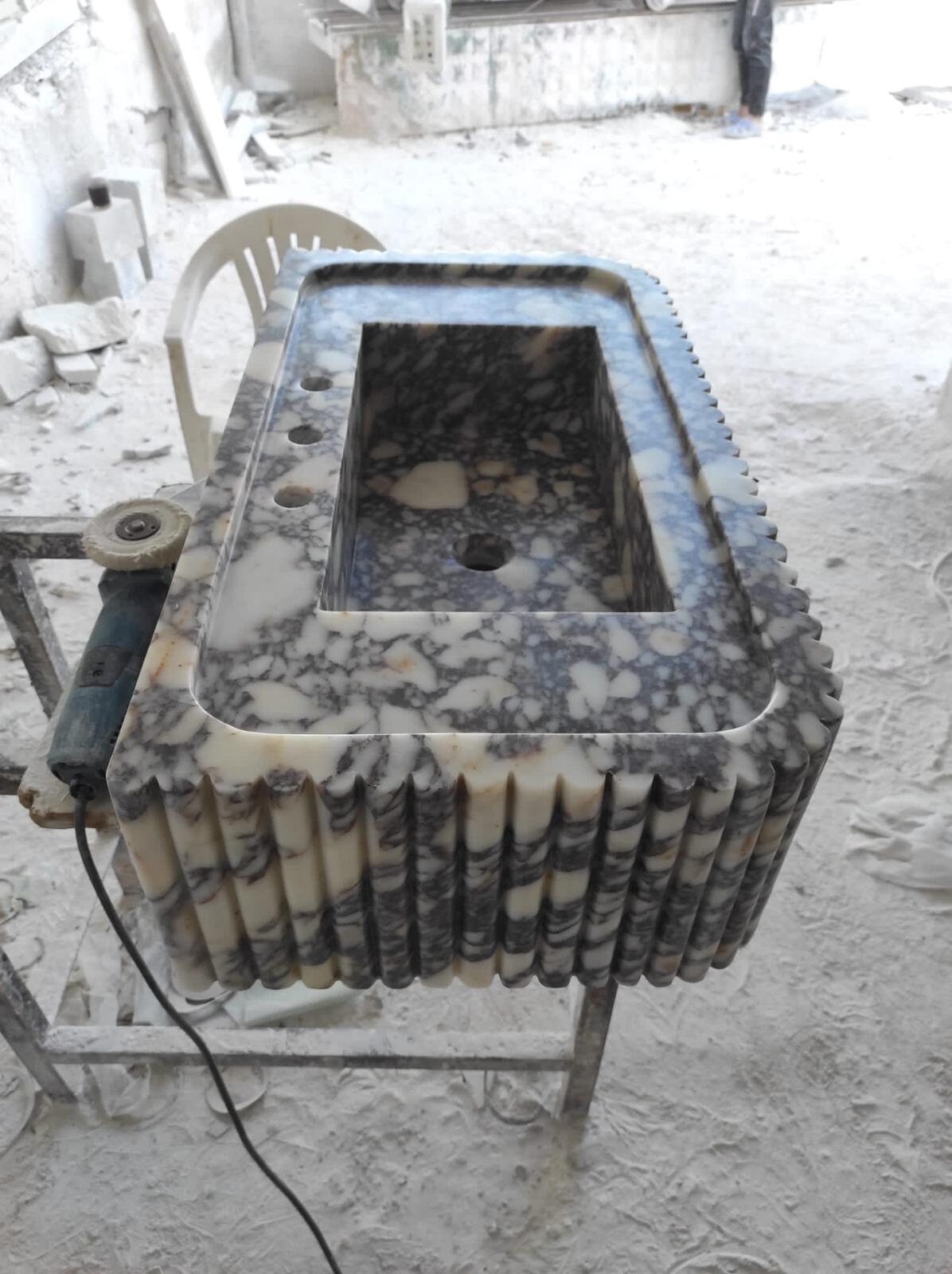 Calacatta Violet Marble Sink, Wall Mounted Marble Sink, Custom Order ...