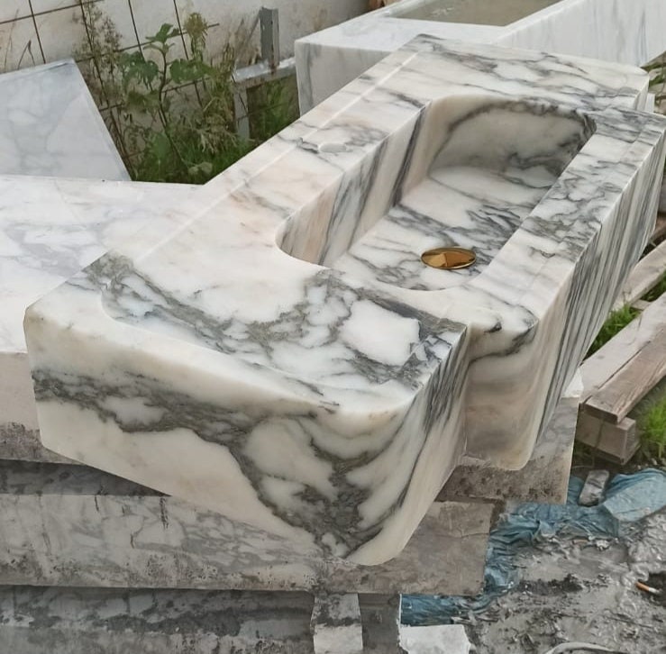Calacatta Violet Marble Sink, Wall Mounted Marble Sink, Custom Order ...