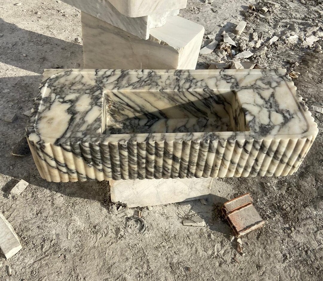 Calacatta Violet Marble Sink, Wall Mounted Marble Sink, Custom Order ...