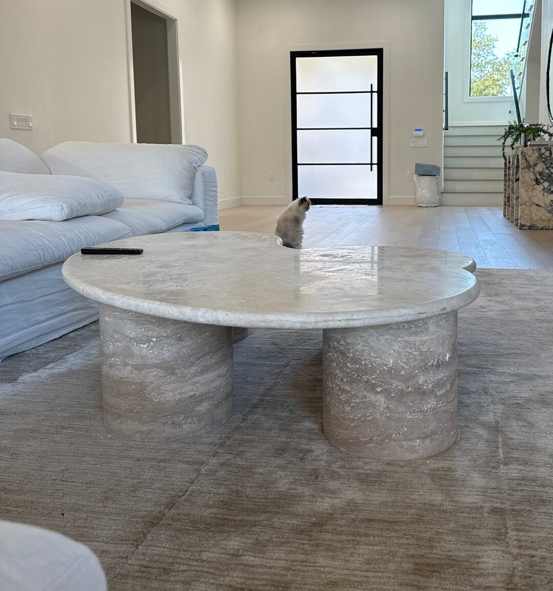 Travertine Marble Coffee Table, Custom Order Marble Table, Hand Carved ...
