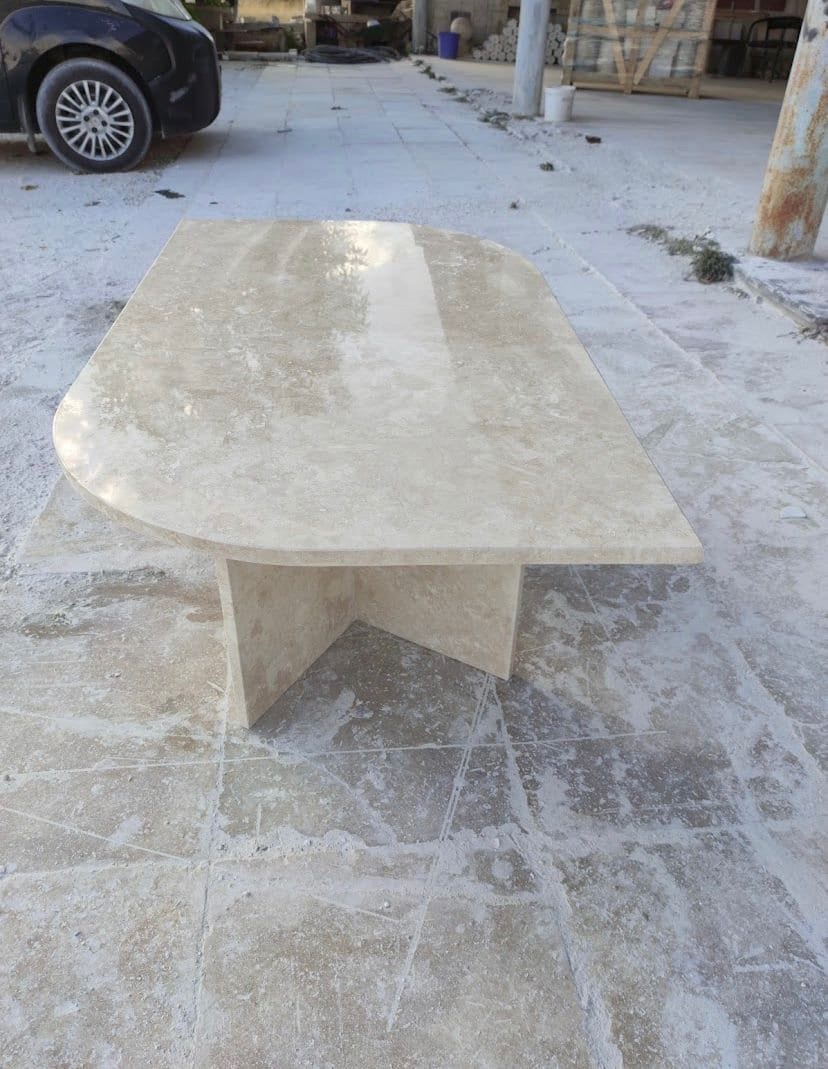 Travertine Marble Table, Custom Order Coffee Table, Natural Stone, Hand ...