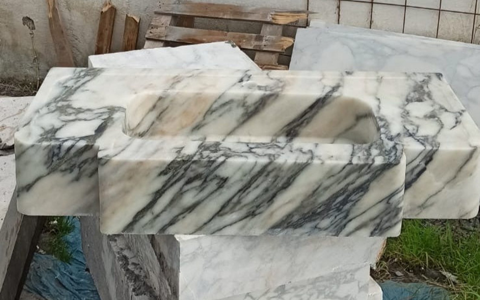 Calacatta Violet Marble Sink, Wall Mounted Marble Sink, Custom Order ...