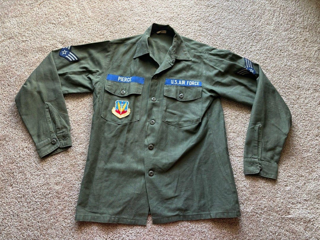 1975 US Air Force OG 107 Sateen Green Shirt 15 1/2 X 35 Tactical Air ...