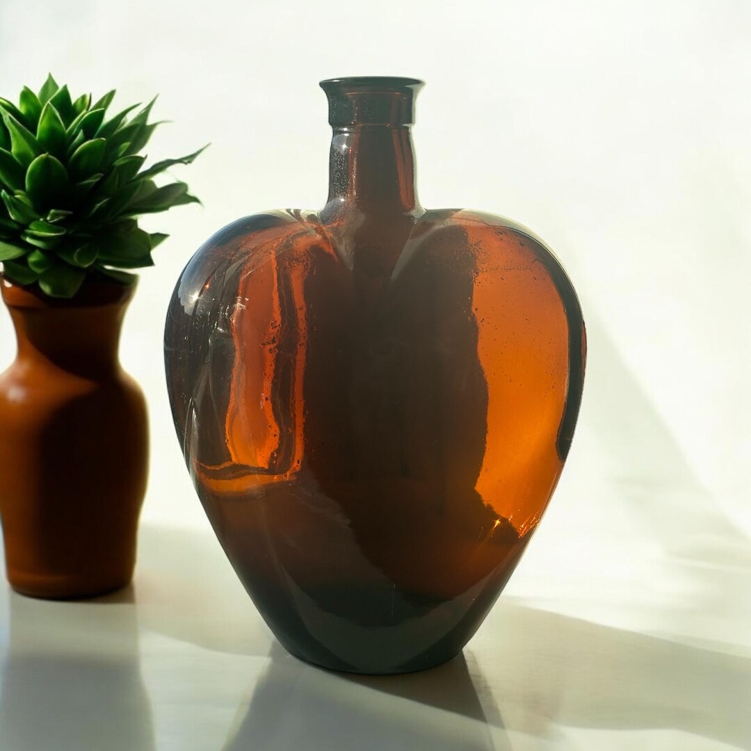 Vintage Amber Paul Masson Heart Shaped Wine Bottle - Etsy