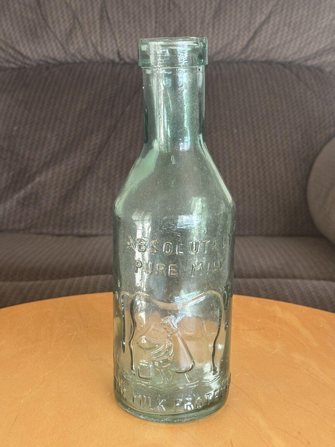 Vintage Absolutely Pure Milk Bottle the Milk Protector Heavy Green ...