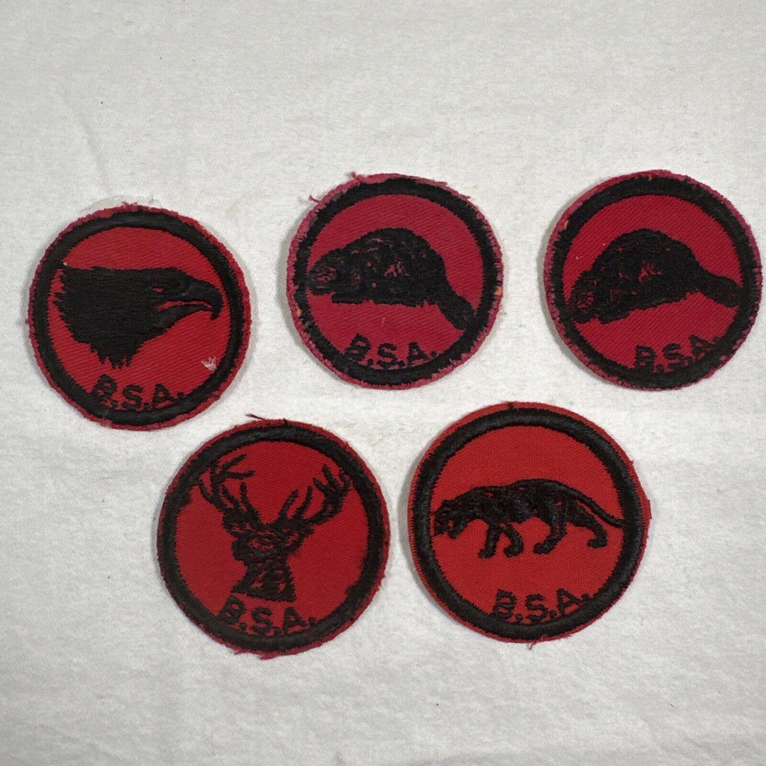 Vintage Red and Black BSA Patrol Boy Scouts Patch Lot Panther Beaver ...