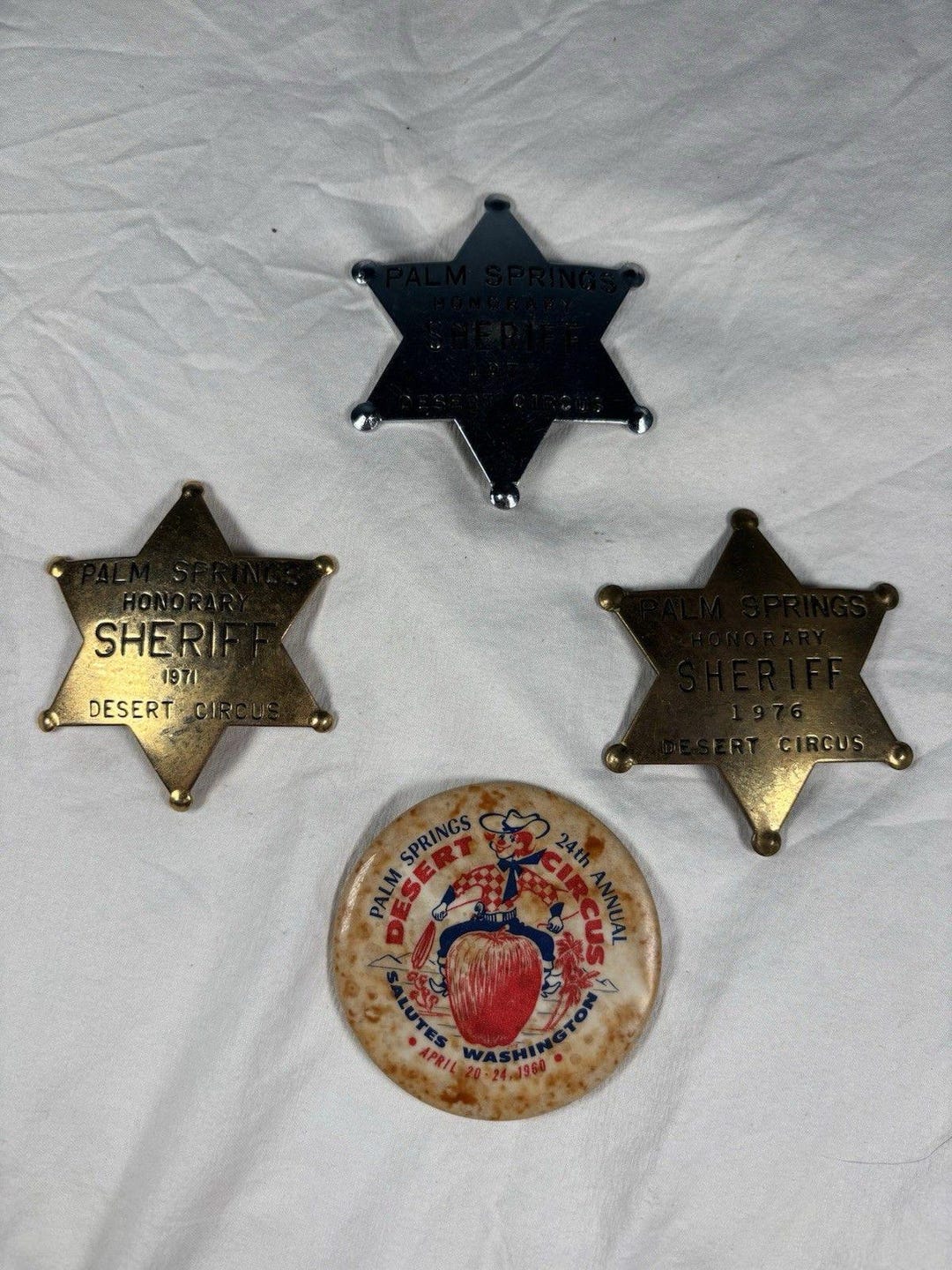 Palm Springs Desert Circus Set of Vintage Honorary Sheriff Badges & Pin ...